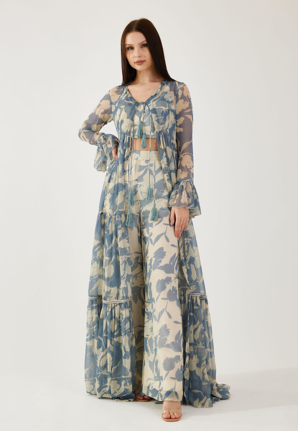 CREAM AND BLUE FLORAL PANTS – ShopKoai